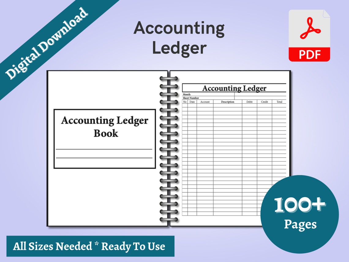 Accounting Ledger Printable Book Printable Ledger Paper Ledger Book ...