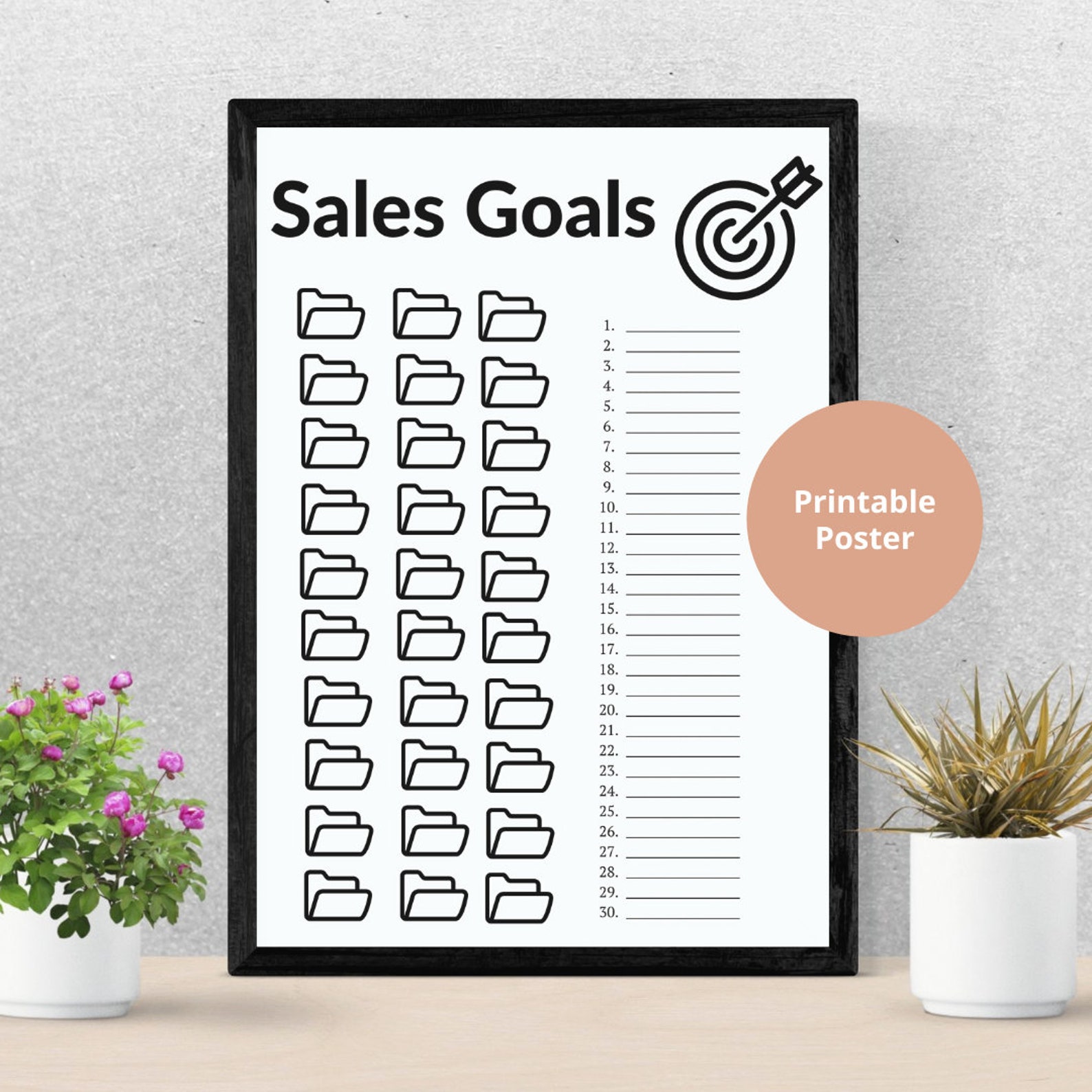Sales Goal Board (30 Units) Goal Sheet Business Clients Insurance ...
