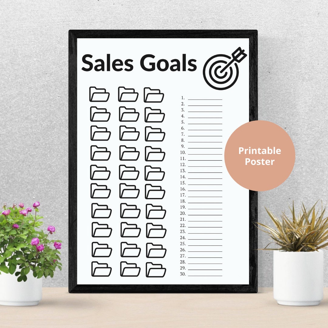 Sales Goal Board (30 Units) Goal Sheet Business Clients Insurance ...
