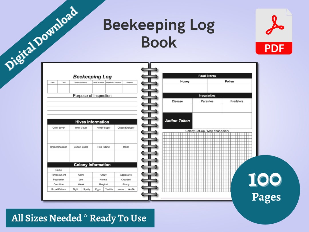 Beekeeping Log Book Printable Beekeeping Homesteading Journal ...