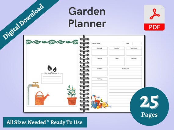 Garden Planner Printable Gardening Log Garden Journal | Etsy