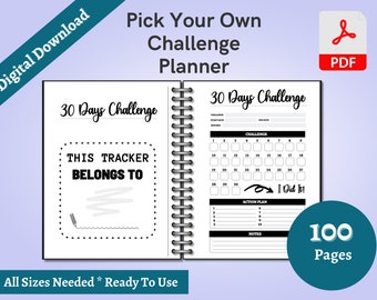 30 Day Challenge Tracker Printable Packet PDF Habit Tracker Goal ...