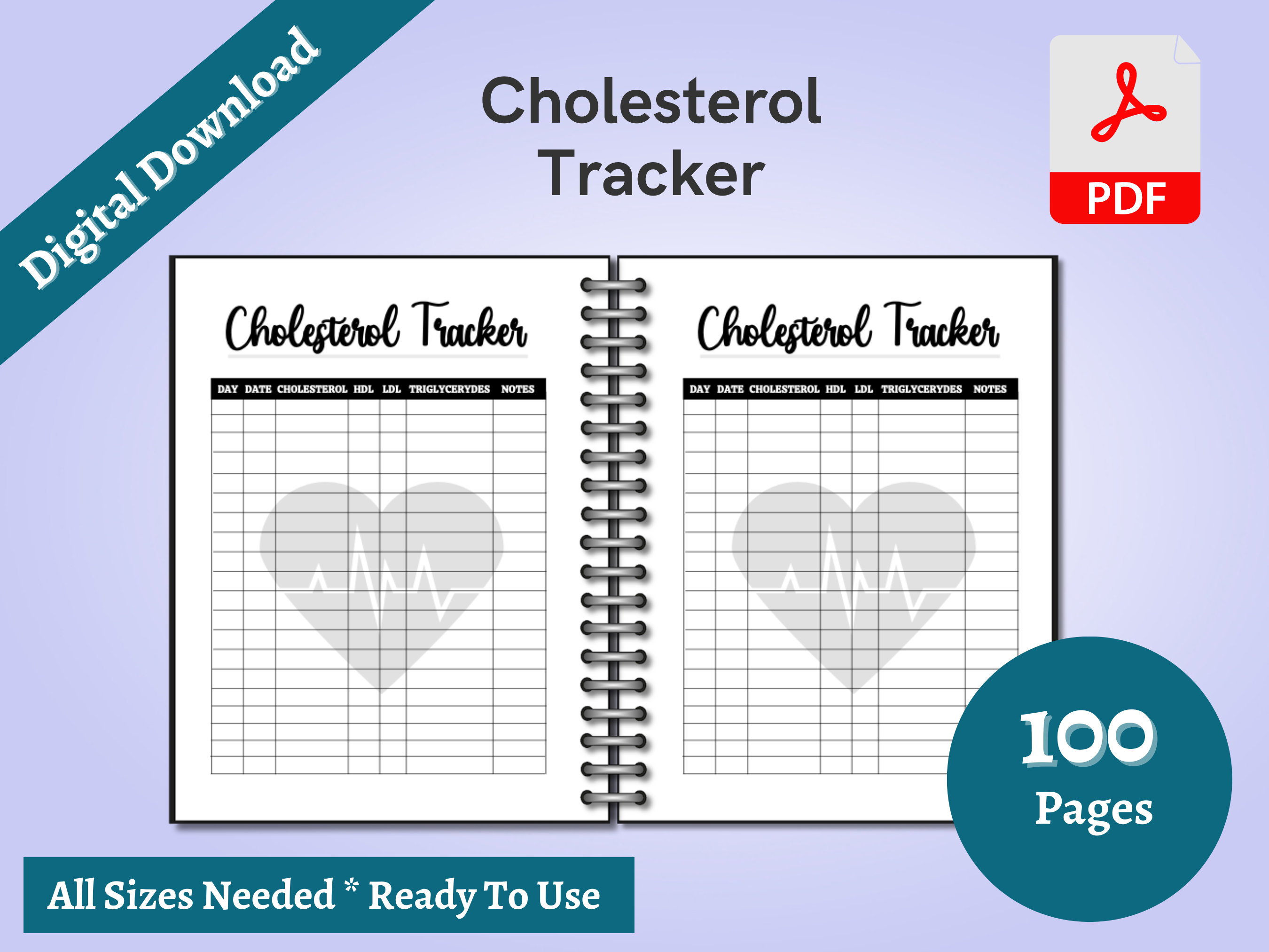 Cholesterol Tracker Printable Journal Cholesterol Log Fillable ...