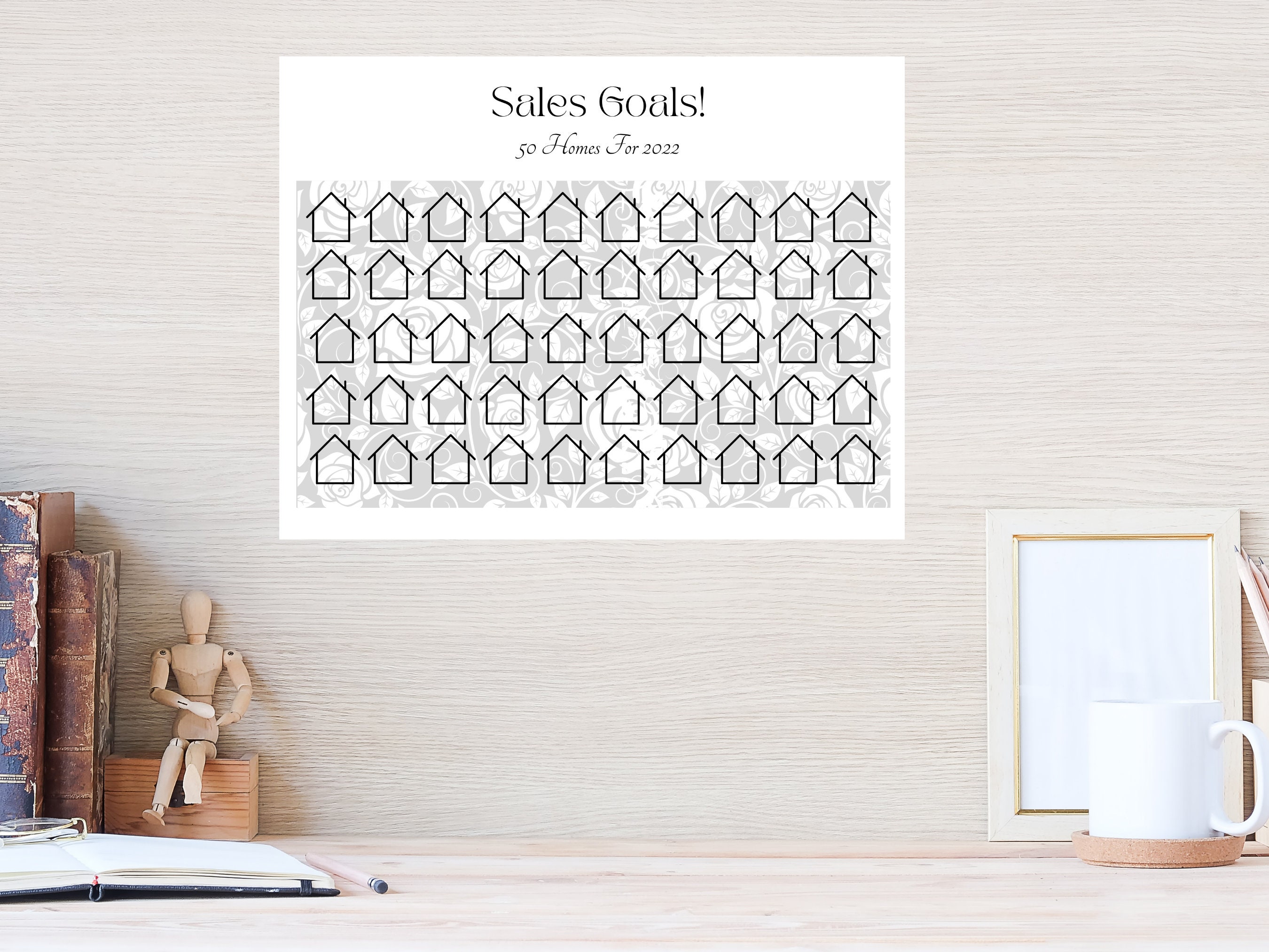 Real Estate Goal Board (50 Homes) Goal Sheet Realtor Sales Houses ...