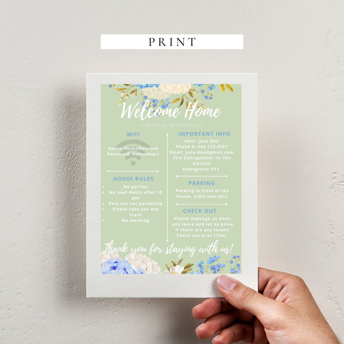Airbnb Welcome Poster Canva Template Sign Airbnb Poster Editable Host ...