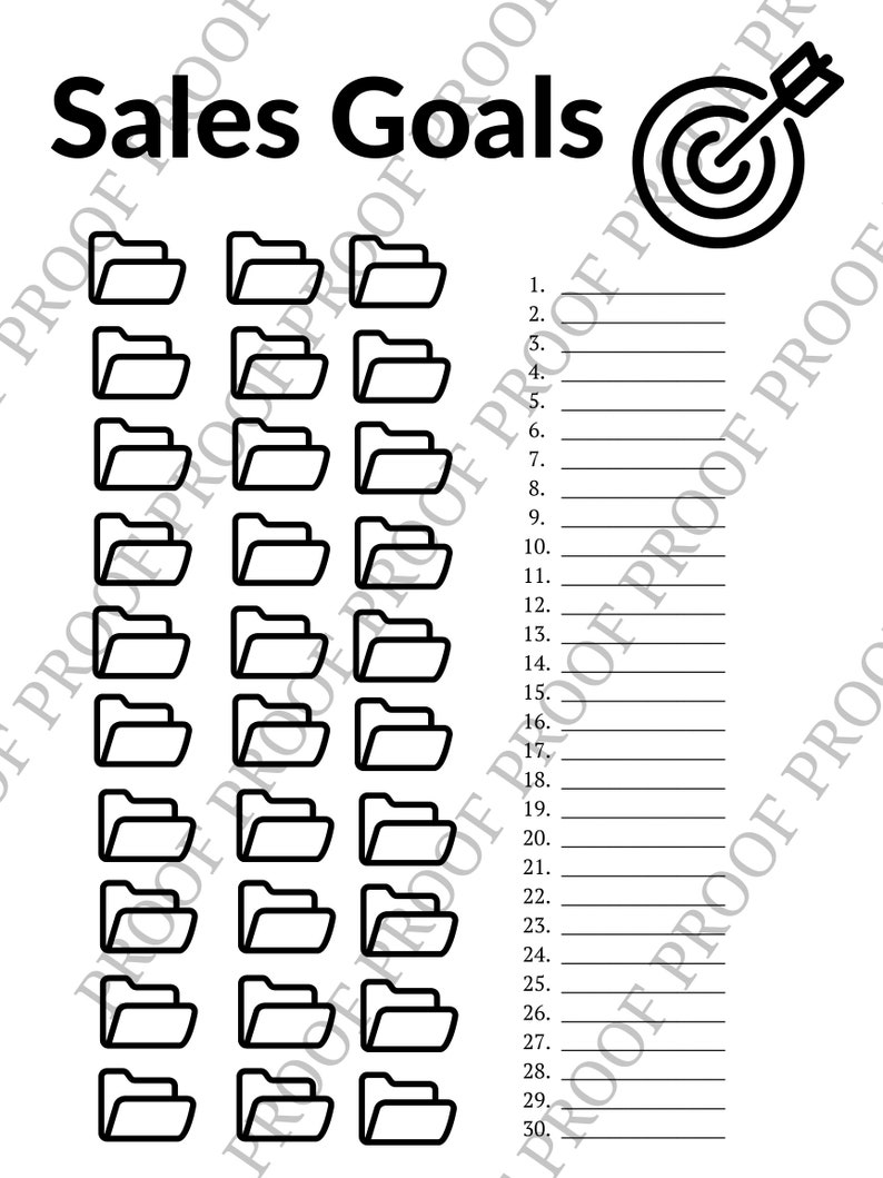 Sales Goal Board (30 Units) Goal Sheet Business Clients Insurance ...