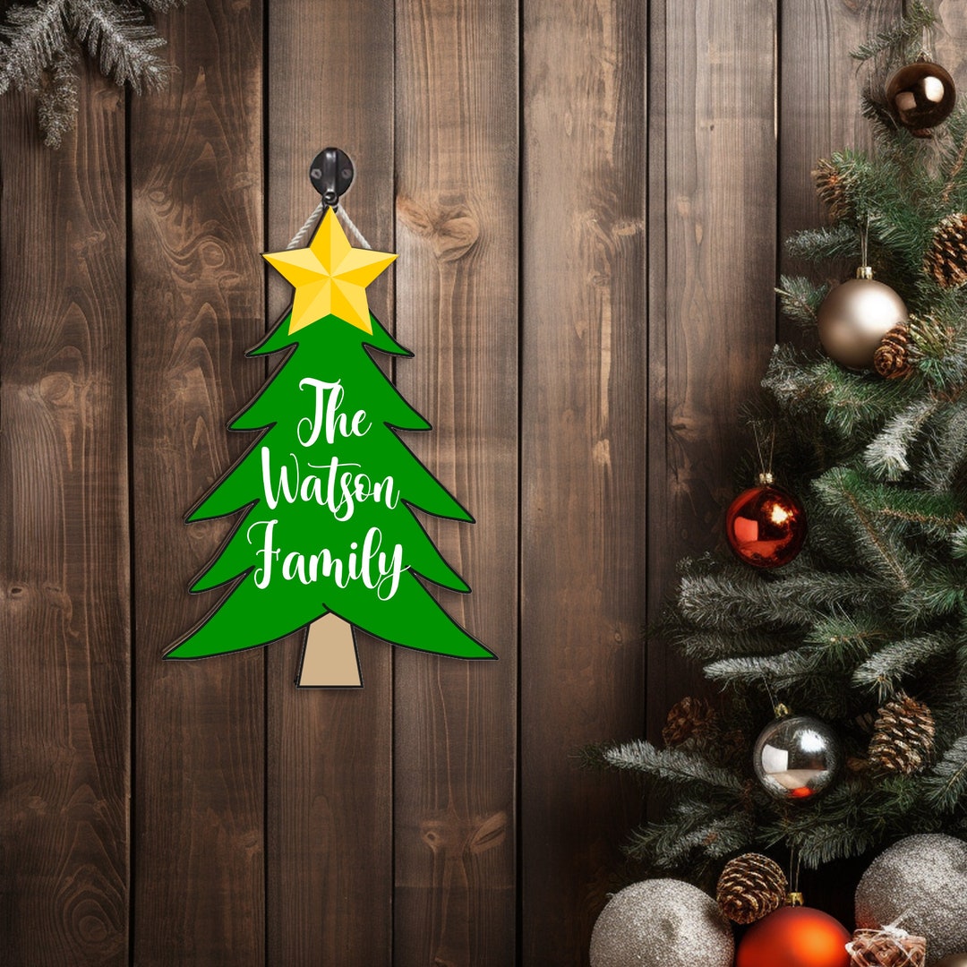 Personalized Christmas Door Sign Christmas Tree Door Hanger - Etsy