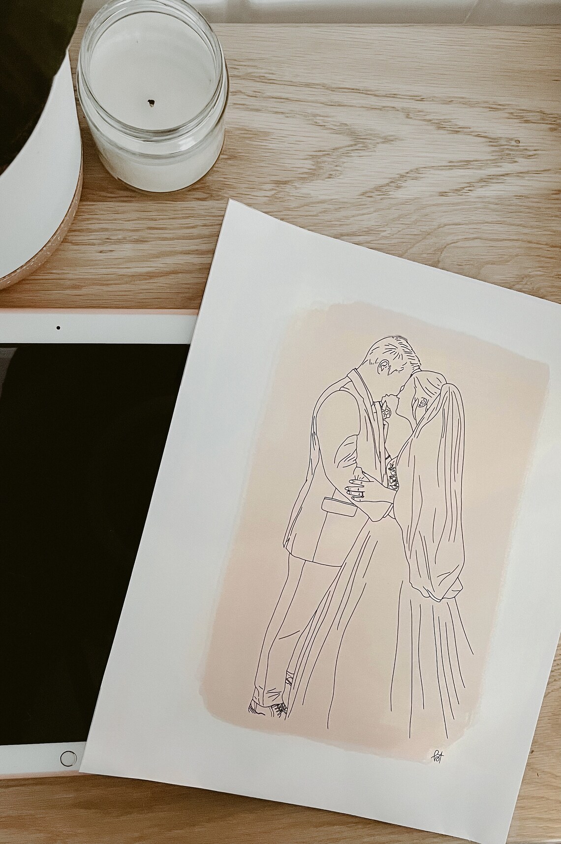 CUSTOM Wedding Art Print (line Drawing) / Multiple Sizes Available ...