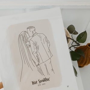 CUSTOM Wedding Art Print (line Drawing) / Multiple Sizes Available ...