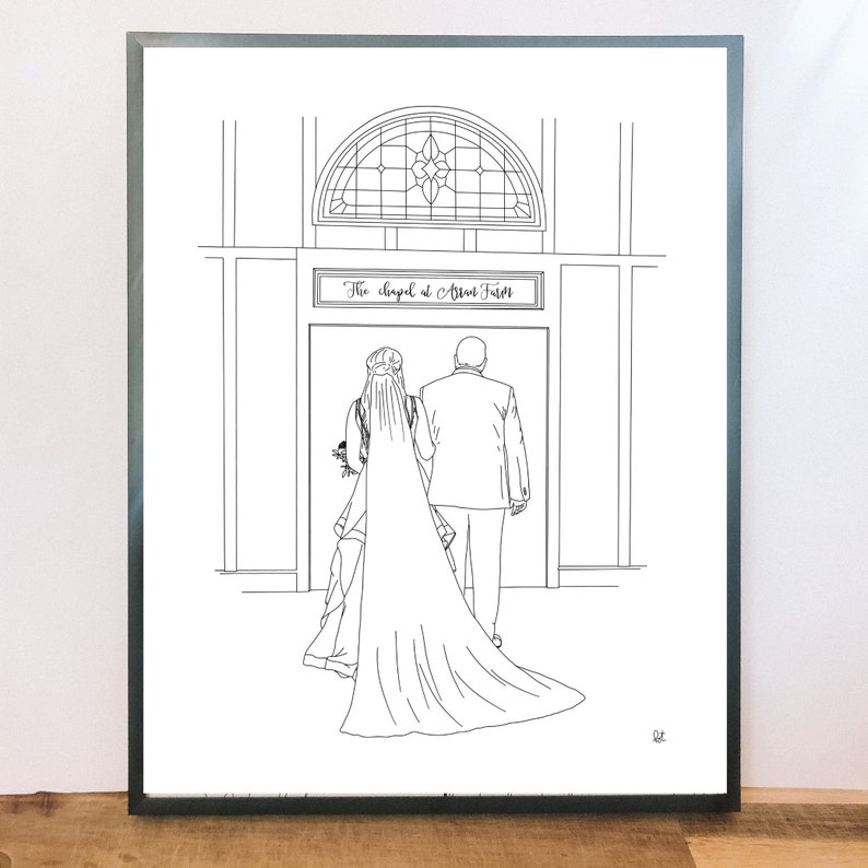 CUSTOM Wedding Art Print (line Drawing) / Multiple Sizes Available ...