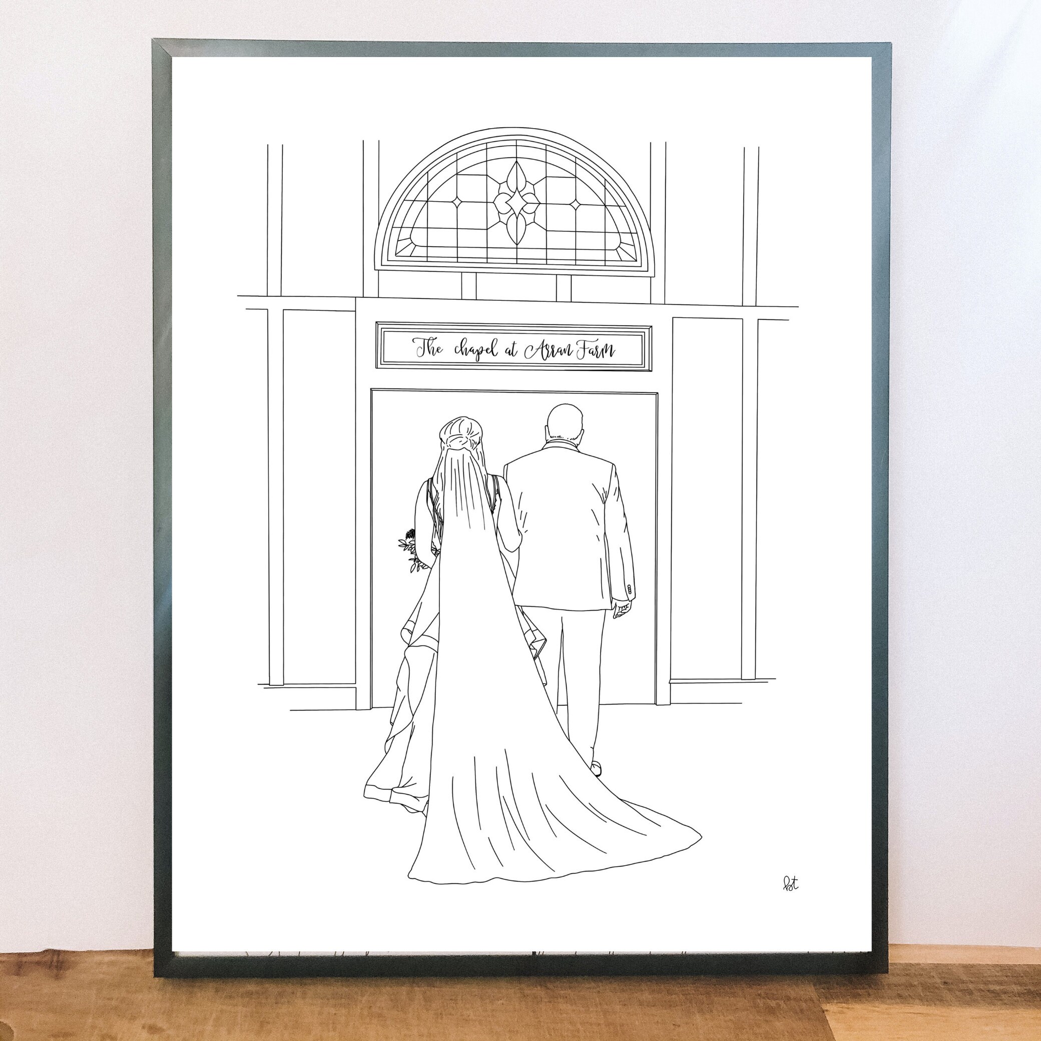 CUSTOM Wedding Art Print (line Drawing) / Multiple Sizes Available ...