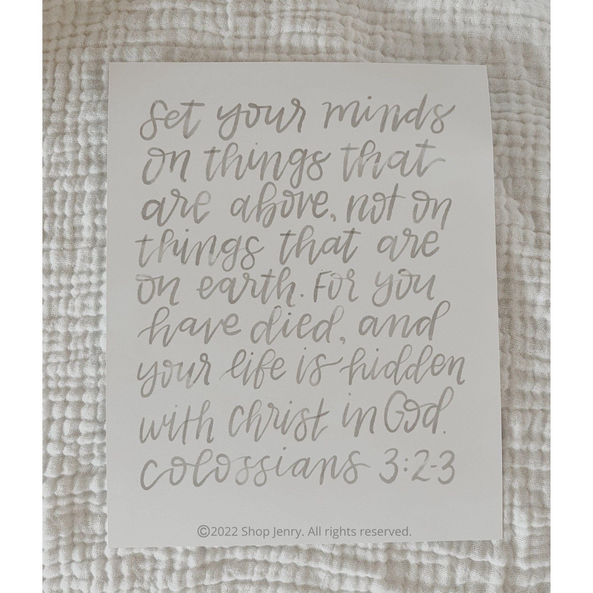 Colossians 3:2-3 Hand-lettered Instant Download Printable Art - Etsy