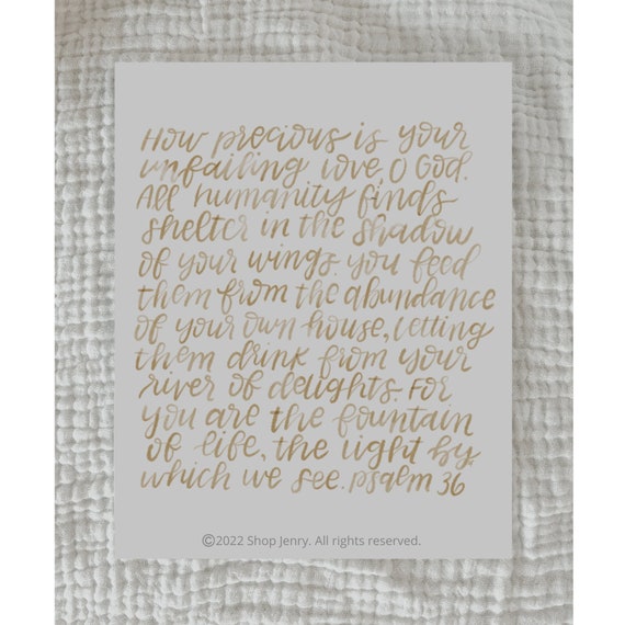 Psalm 36:7-9 Hand-lettered Instant Download Printable Art - Etsy