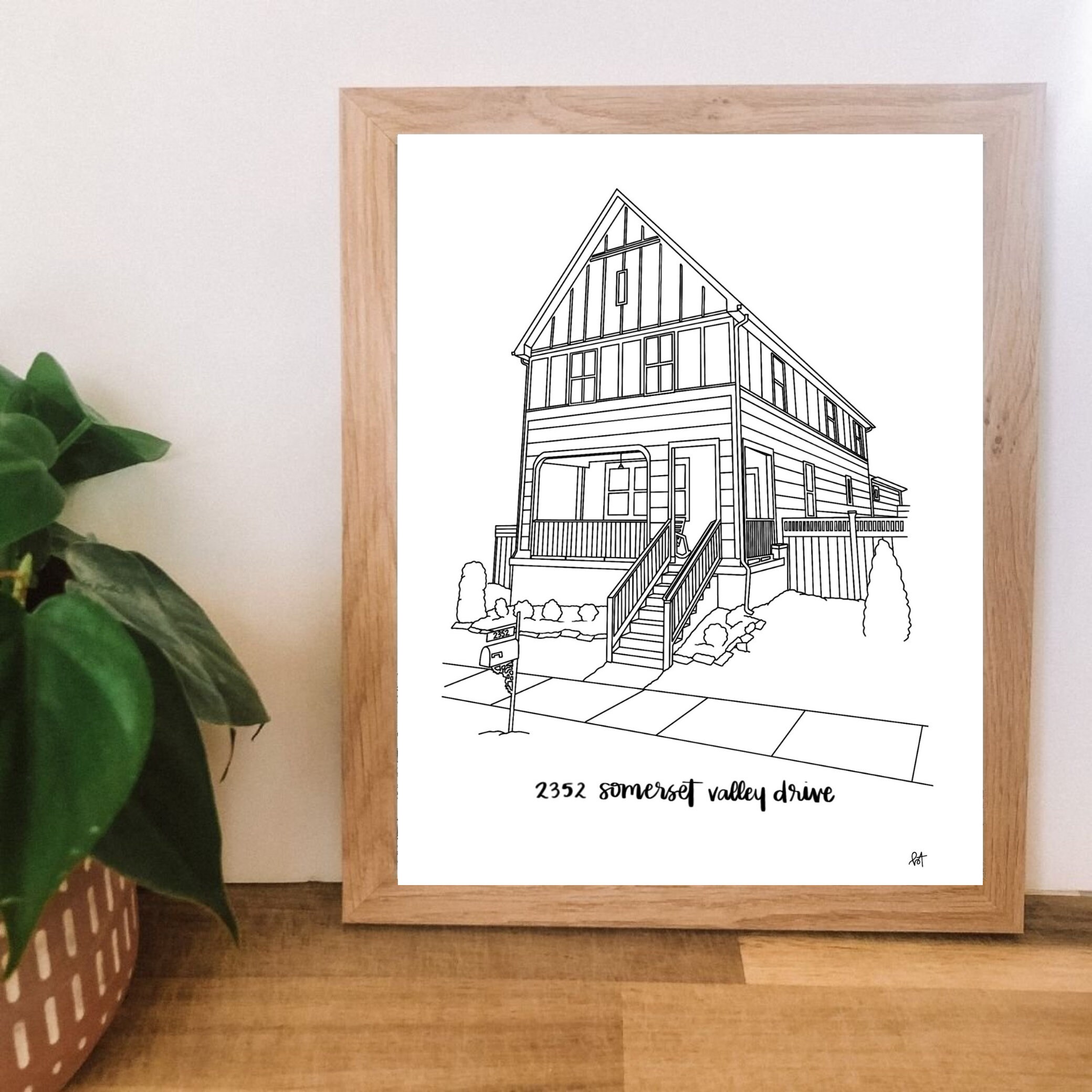 CUSTOM B&W House Portrait Line Drawing / Multiple Sizes Available ...