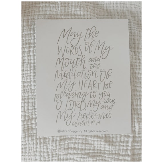 Psalm 19:14 Hand-lettered Instant Download Printable Art - Etsy