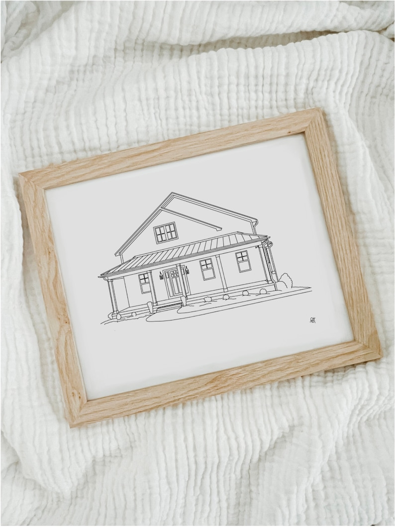 CUSTOM B&W House Portrait Line Drawing / Multiple Sizes Available ...