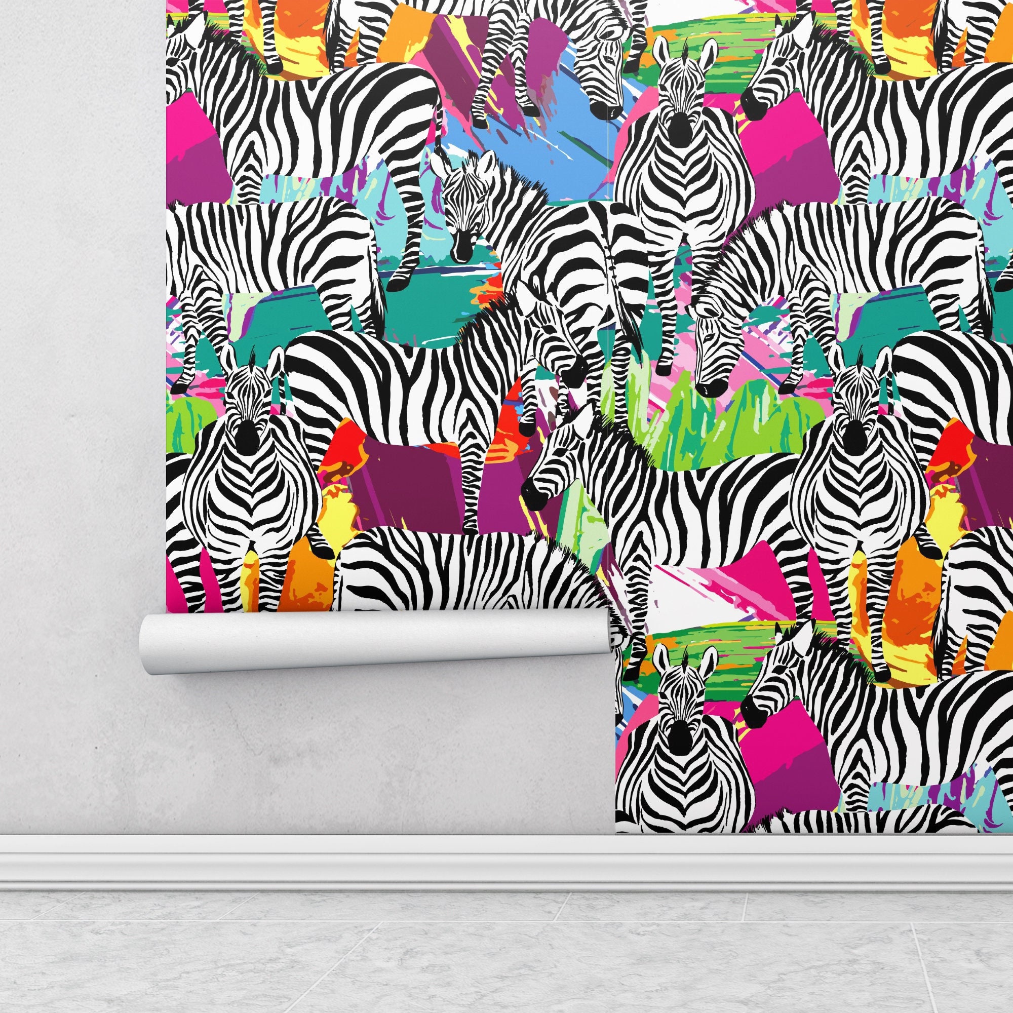 Colorful Zebra Print Wallpaper