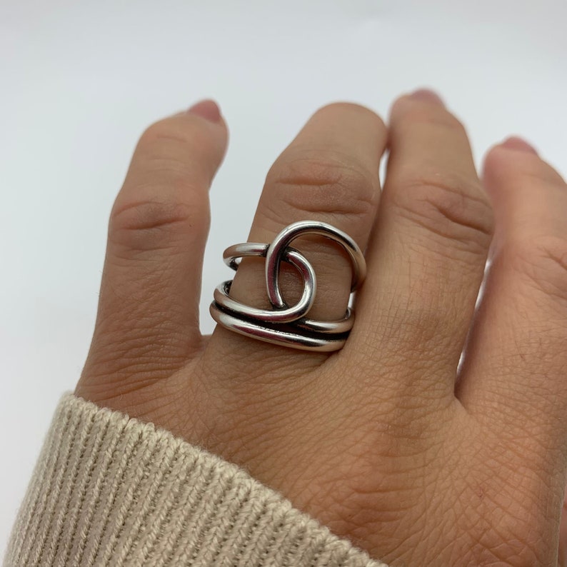 Big Silver Knot Thumb Rings for Woman Statement Rings - Etsy