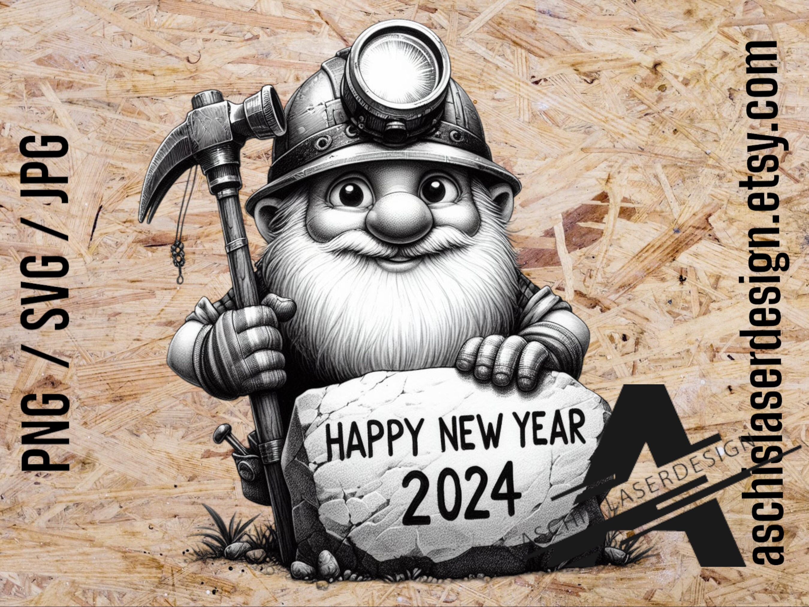 Mining Gnome Happy New Year 2024 DIY New Year's Decoration - Etsy