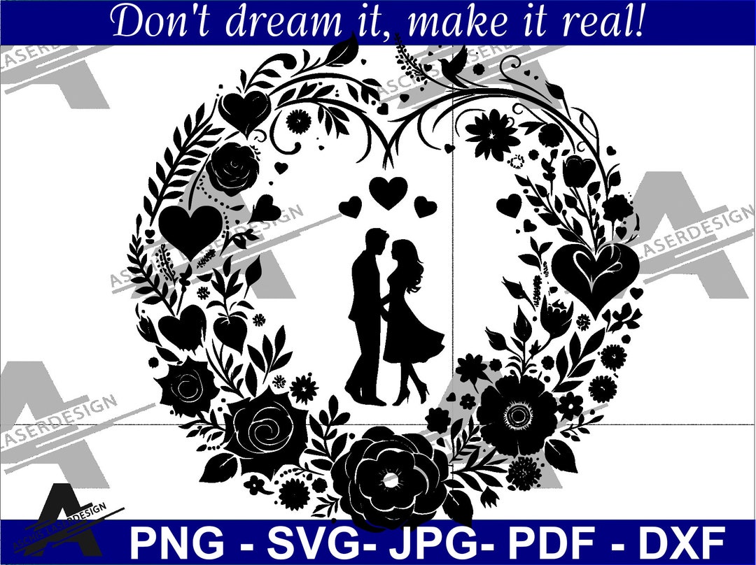Romantic Paper Cut Silhouette for Valentine's Day & Love Dxf, Svg, Png ...