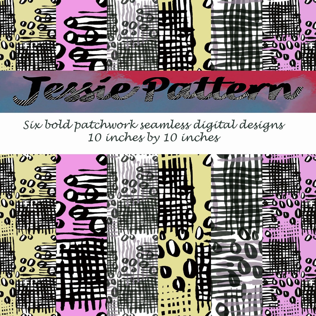 Six Bold and Contemporary Digital Patchwork Seamless Patterns - Etsy