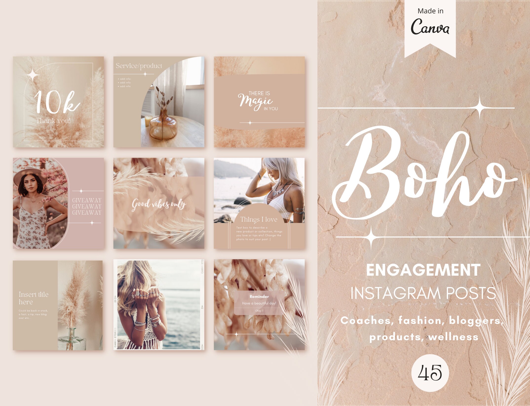 Instagram Post Templates - Boho Canva Templates IG - Bohemian Quotes ...