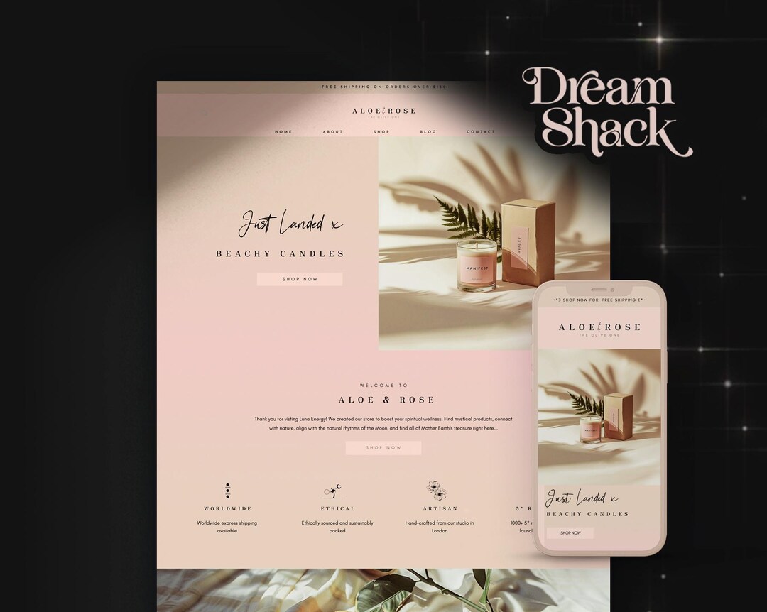 Boho Shopify Theme for Candles, Shopify Theme Rustic, Green Shopify ...