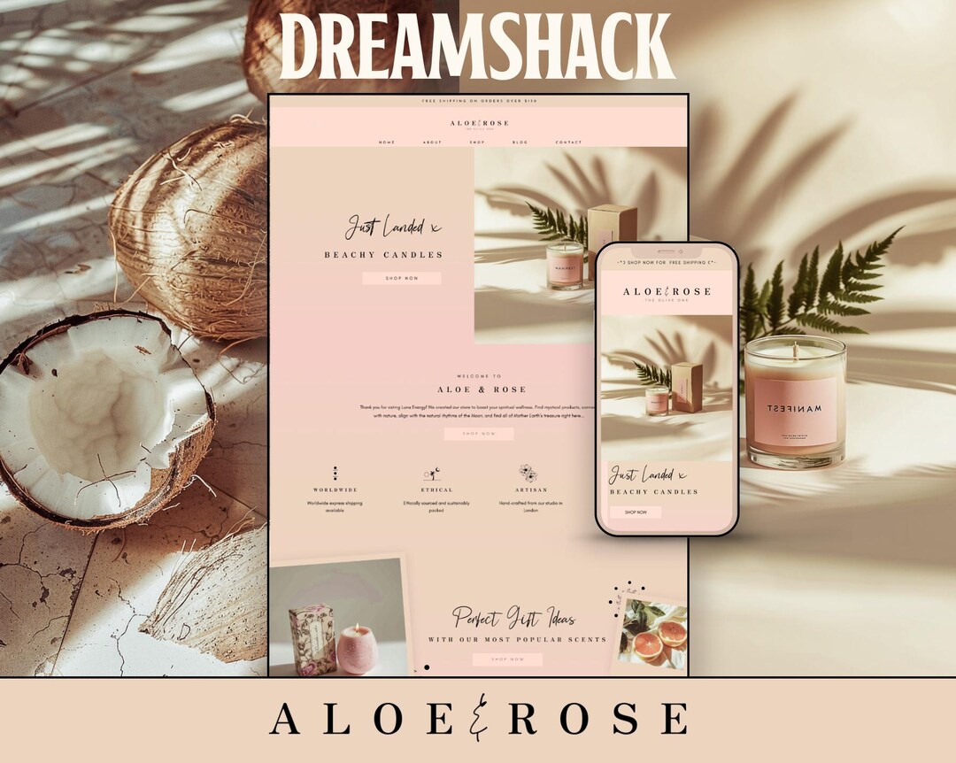 Boho Shopify Theme for Candles, Shopify Theme Rustic, Green Shopify ...