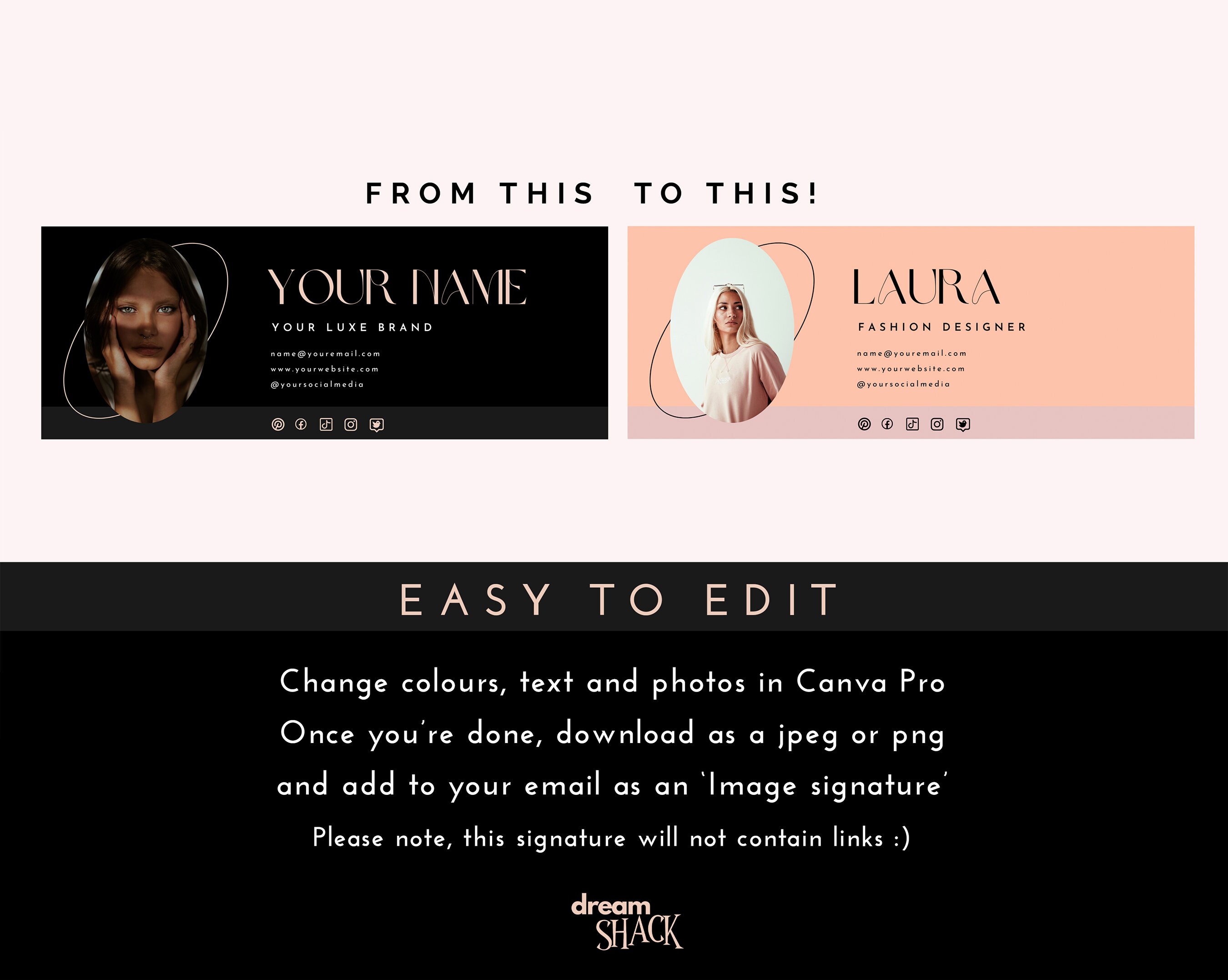 Email Signature - Luxe Email Signature Template - Black Email Signature ...