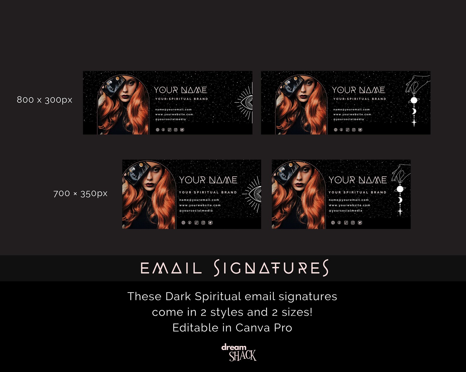 Dark Mystical Email Signature - Email Signature Template - Black Email ...