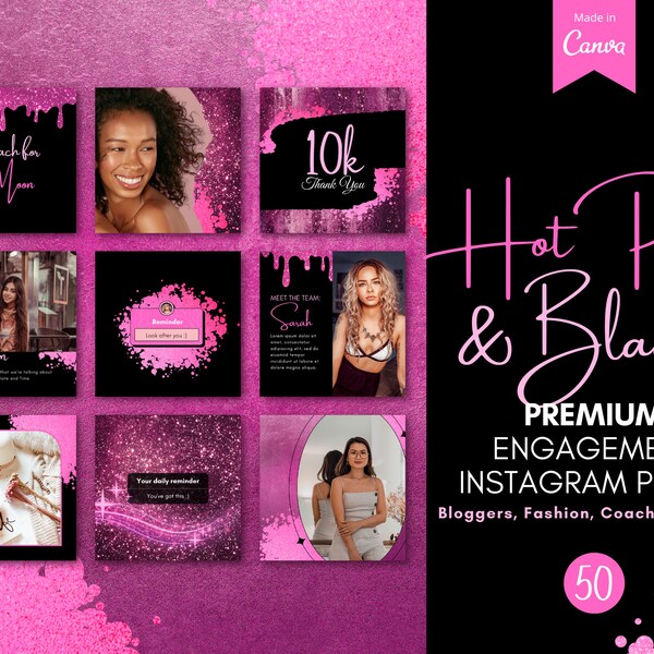 Pink and Black Instagram Template - Etsy Australia