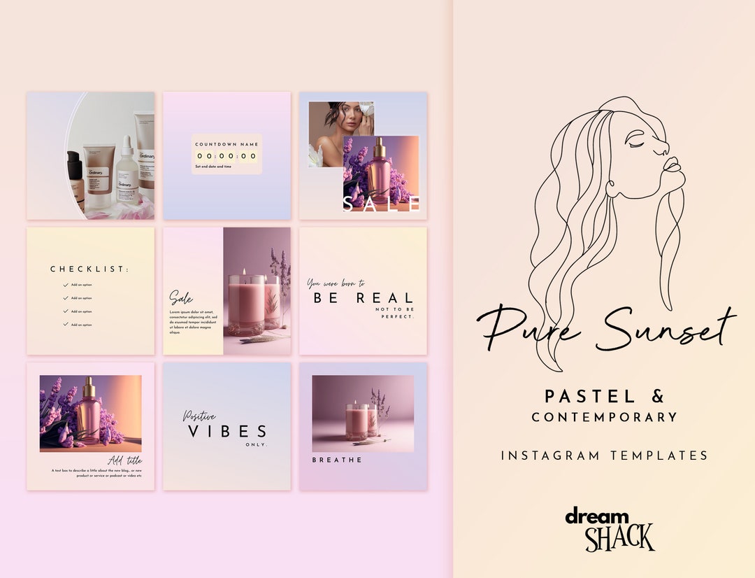 Pastel Instagram Posts Modern Boho Instagram Templates - Etsy
