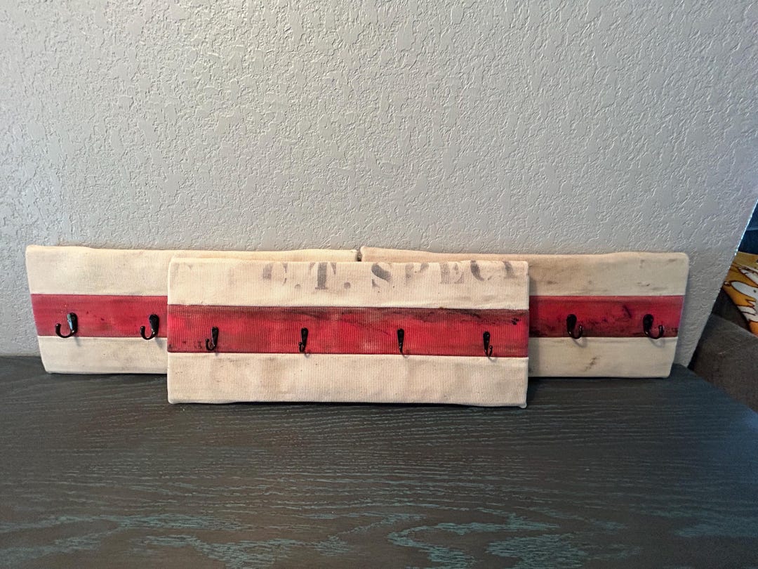 Fire Hose Hat/coat/key Hanger in White/red - Etsy