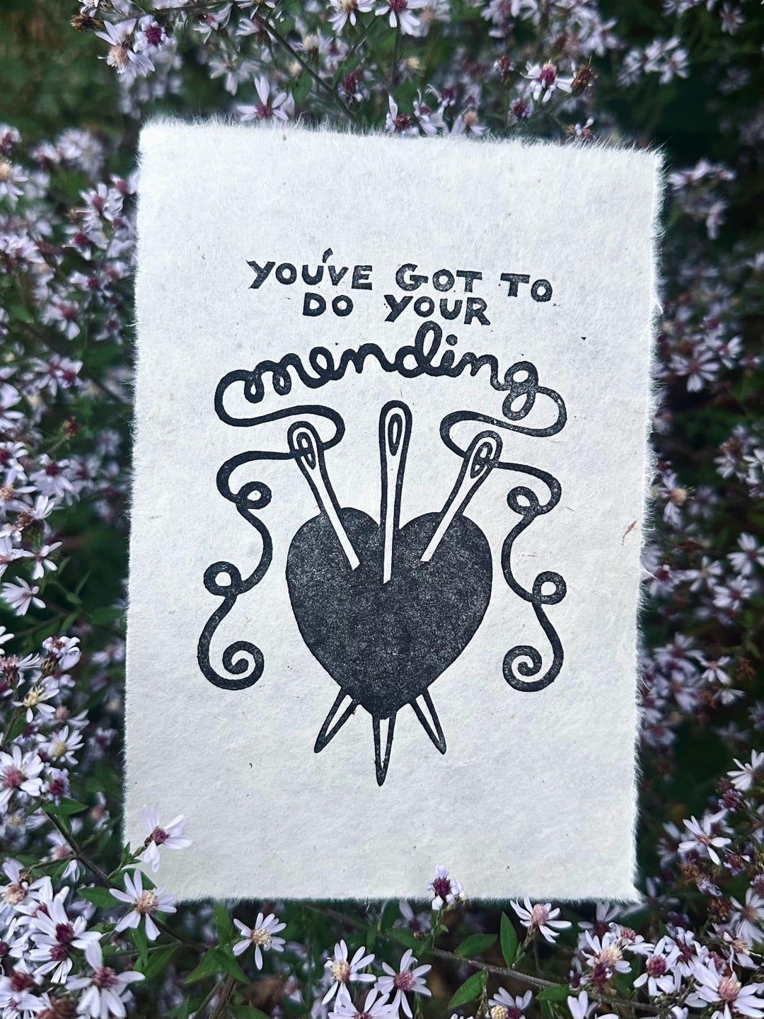 Three of Swords - You’ve Got to Do Your Mending Linocut Print 4”x6” - Etsy