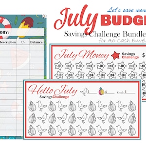 July Savings Challenge Bundle, Printable Budget Binders Insert, Fits A6 ...