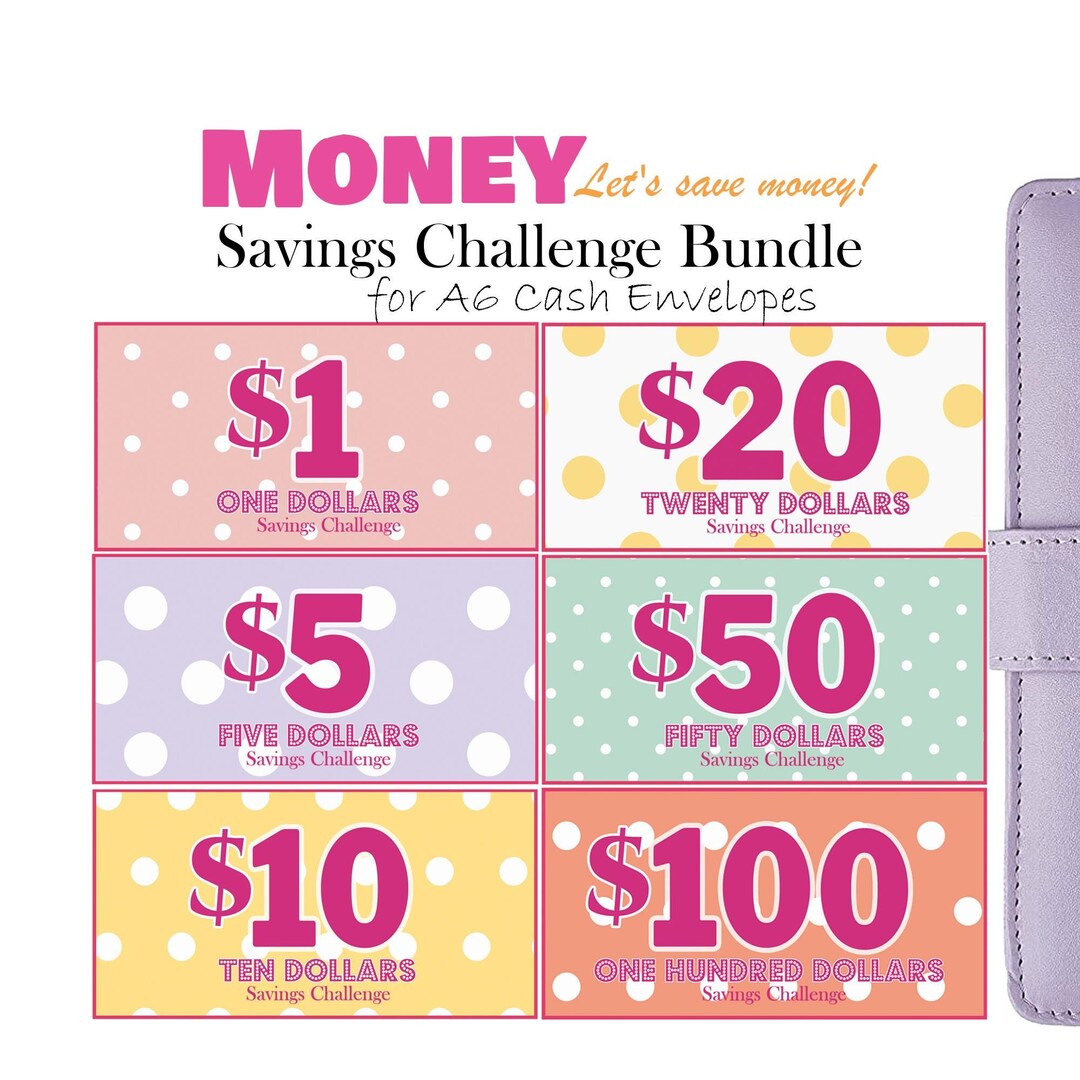 Dollar Savings Challenge Bundle, Printable Budget Binder Insert, Fits ...