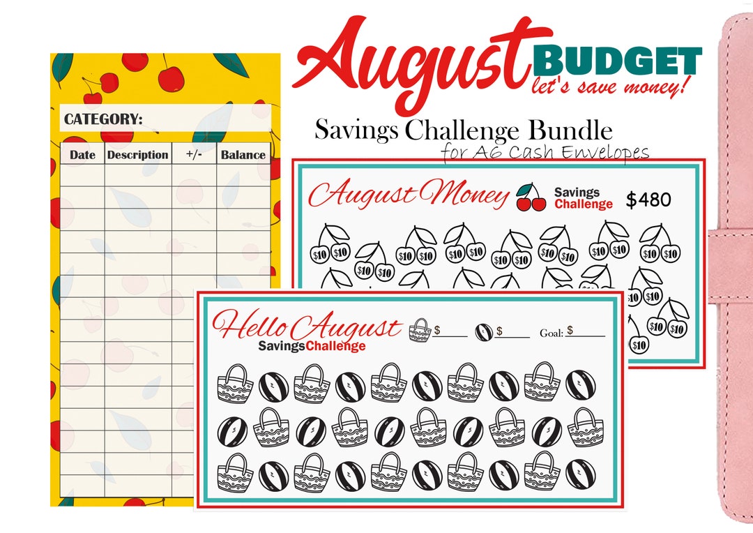 August Savings Challenge Bundle, Printable Budget Binders Insert ...