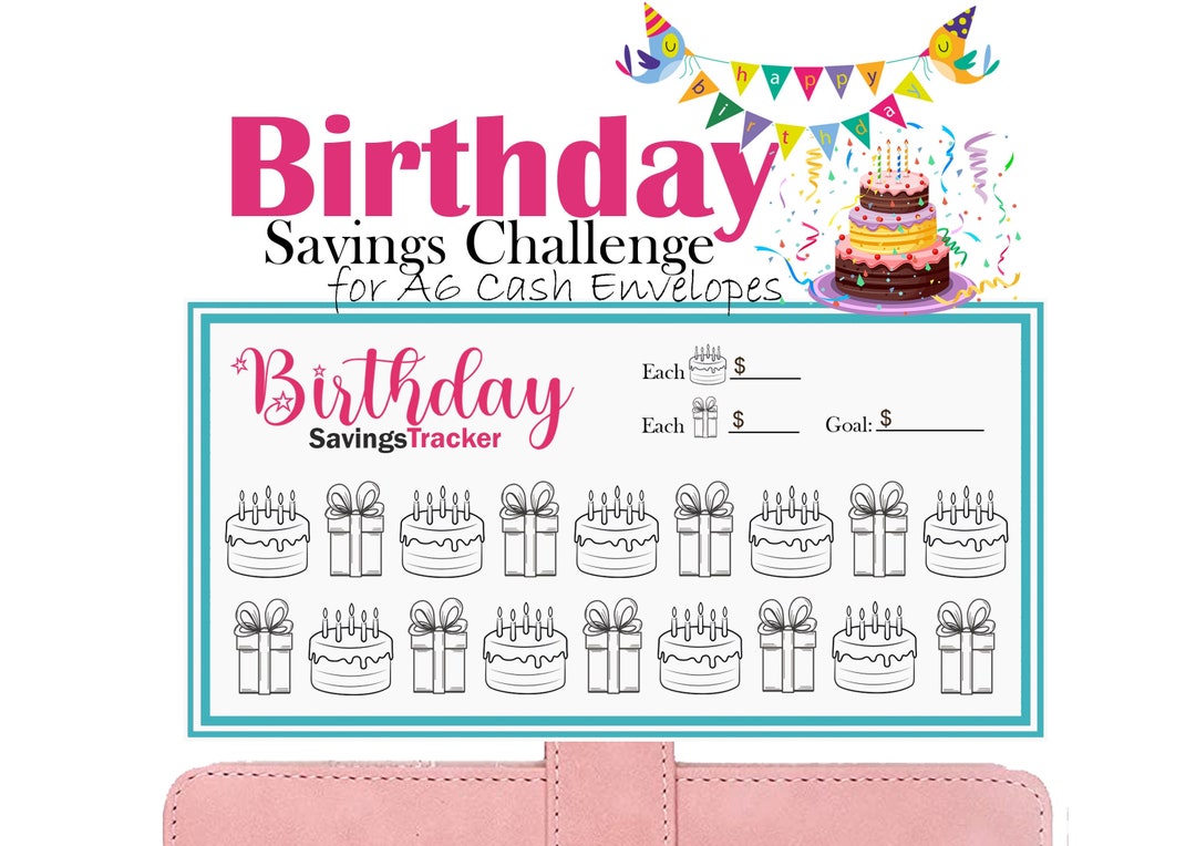 Birthday Savings Challenge, Printable A6 Cash Envelopes Tracker, Budget ...