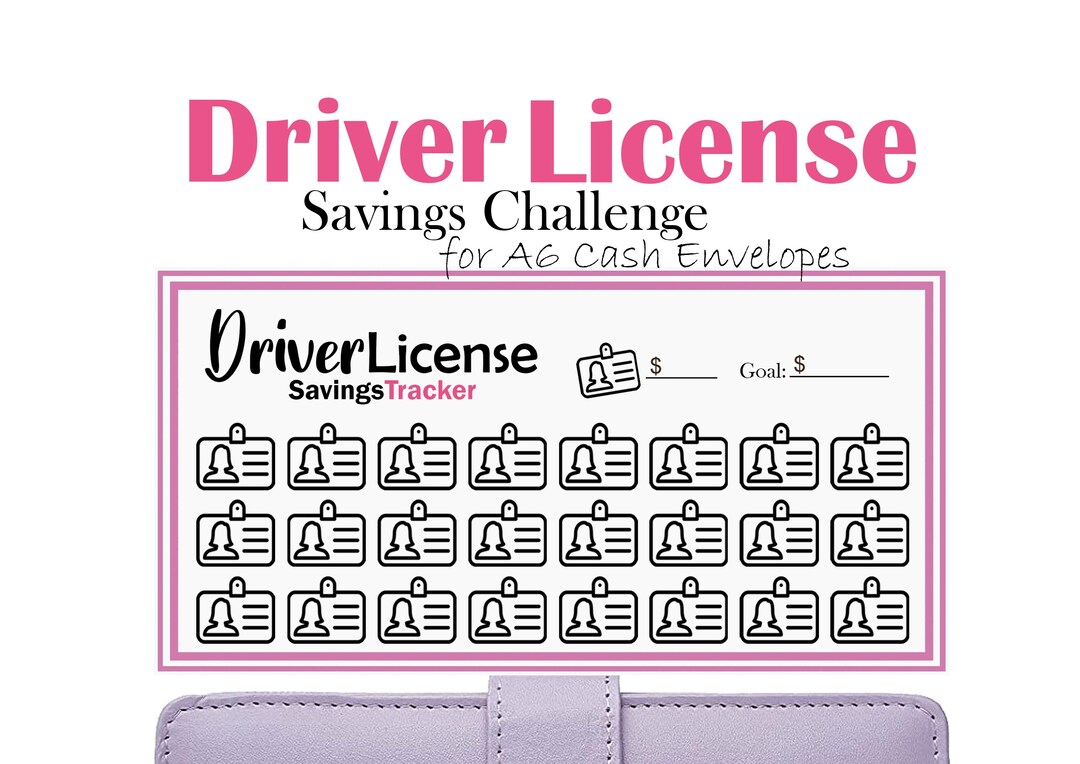 Driver License Savings Challenge, Printable Savings Tracker, A6 Budget ...