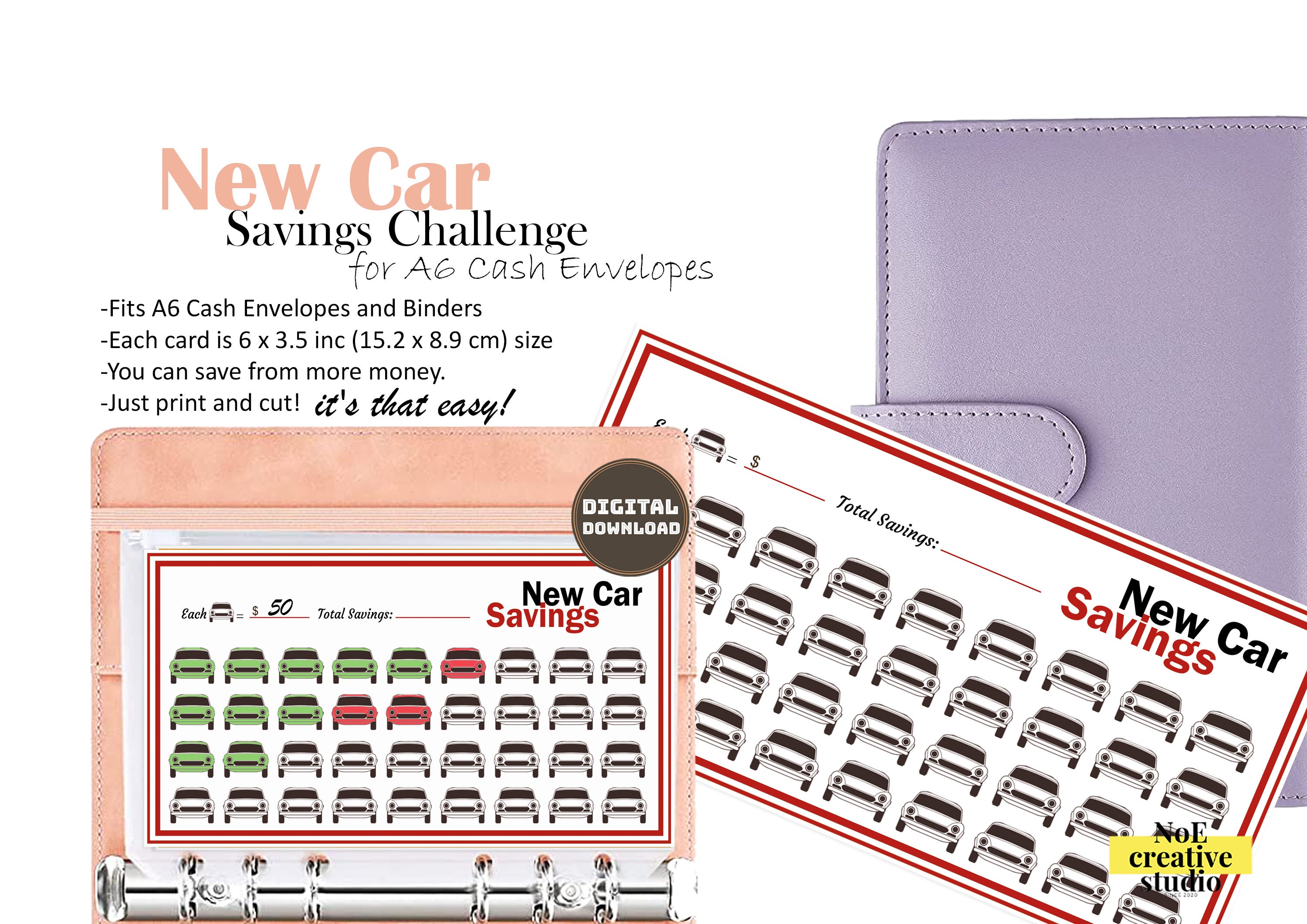 New Car Savings Tracker Printable Savings Challenge for A6 - Etsy