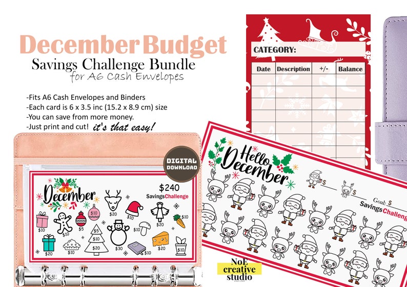 December Savings Challenge Bundle Monthly Savings Tracker - Etsy