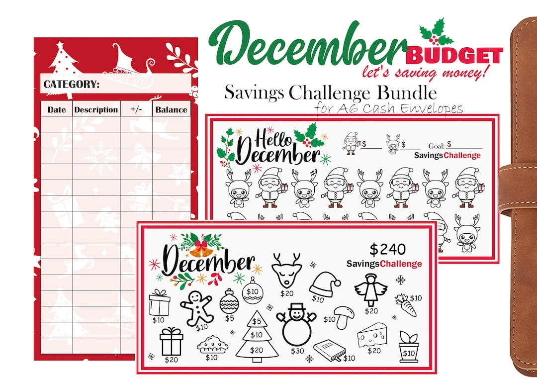 December Savings Challenge Bundle, Monthly Savings Tracker, Printable ...