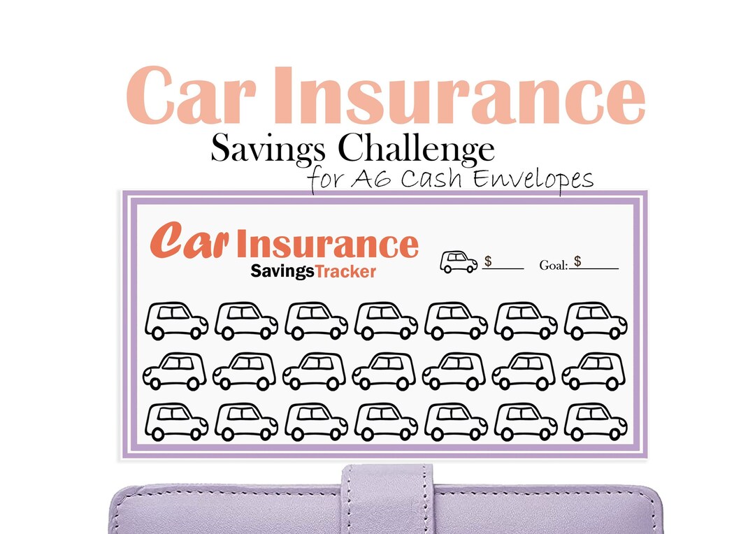 Car Insurance Savings Challenge for A6 Cash Envelopes, Printable Budget ...