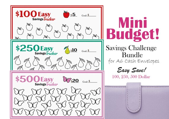 Mini Budget Savings Challenge Bundle Fits A6 Cash Envelopes - Etsy