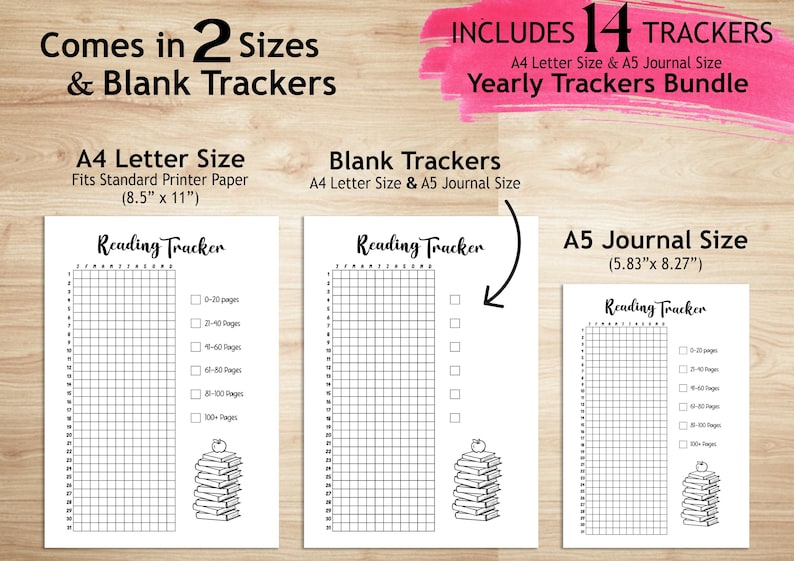 Yearly Trackers Bundle, Printable Journal Pages, Yearly Trackers ...