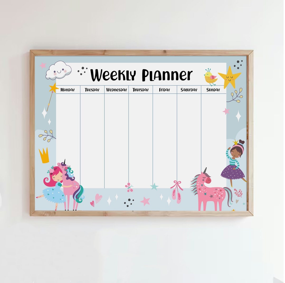 Colorful Kids Weekly Planner: Unicorns & Ballerinas (digital Download ...