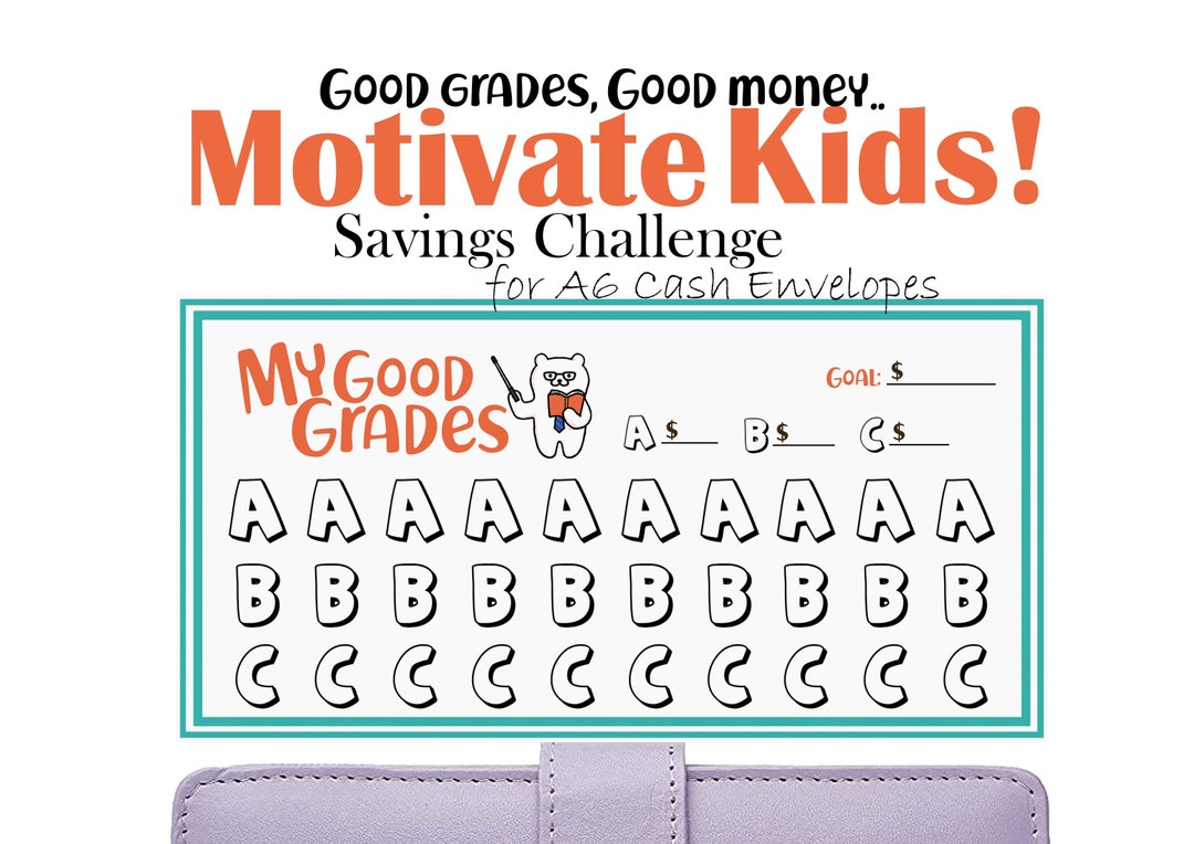 My Good Grades Savings Challenge, Fits A6 Cash Envelopes, Printable Budget Binder Insert, Budget ...