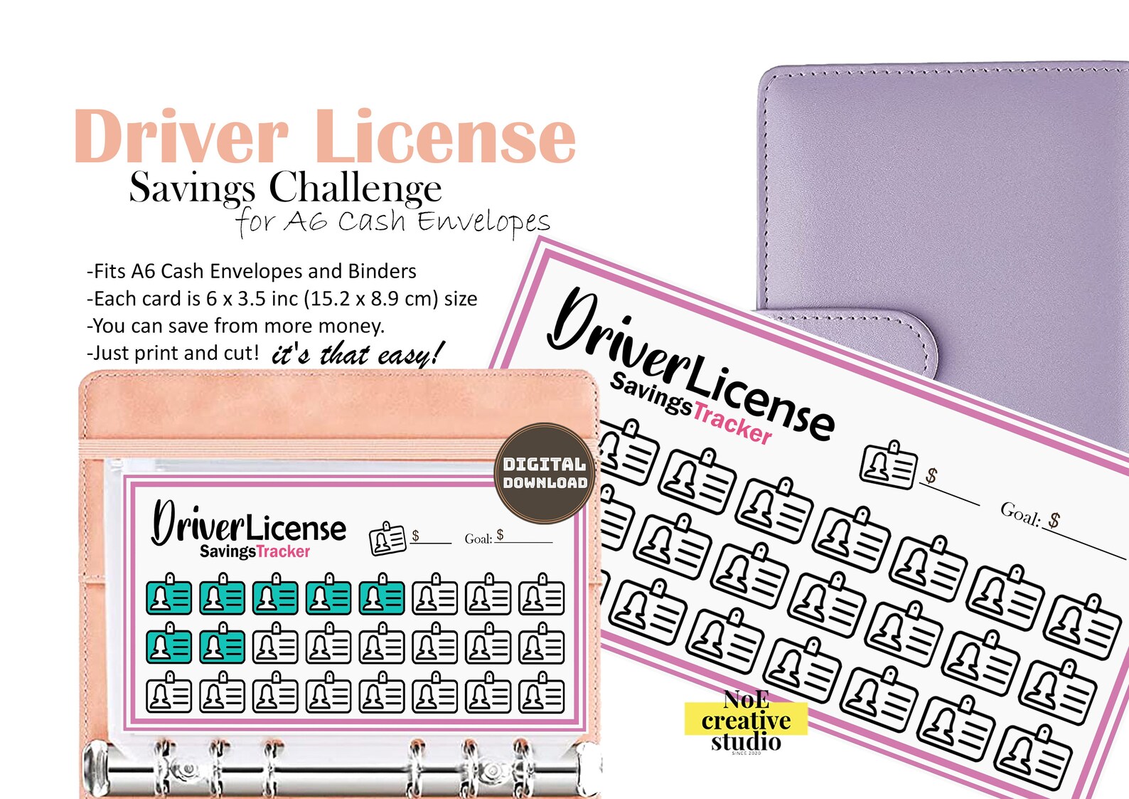 Driver License Savings Challenge, Printable Savings Tracker, A6 Budget ...