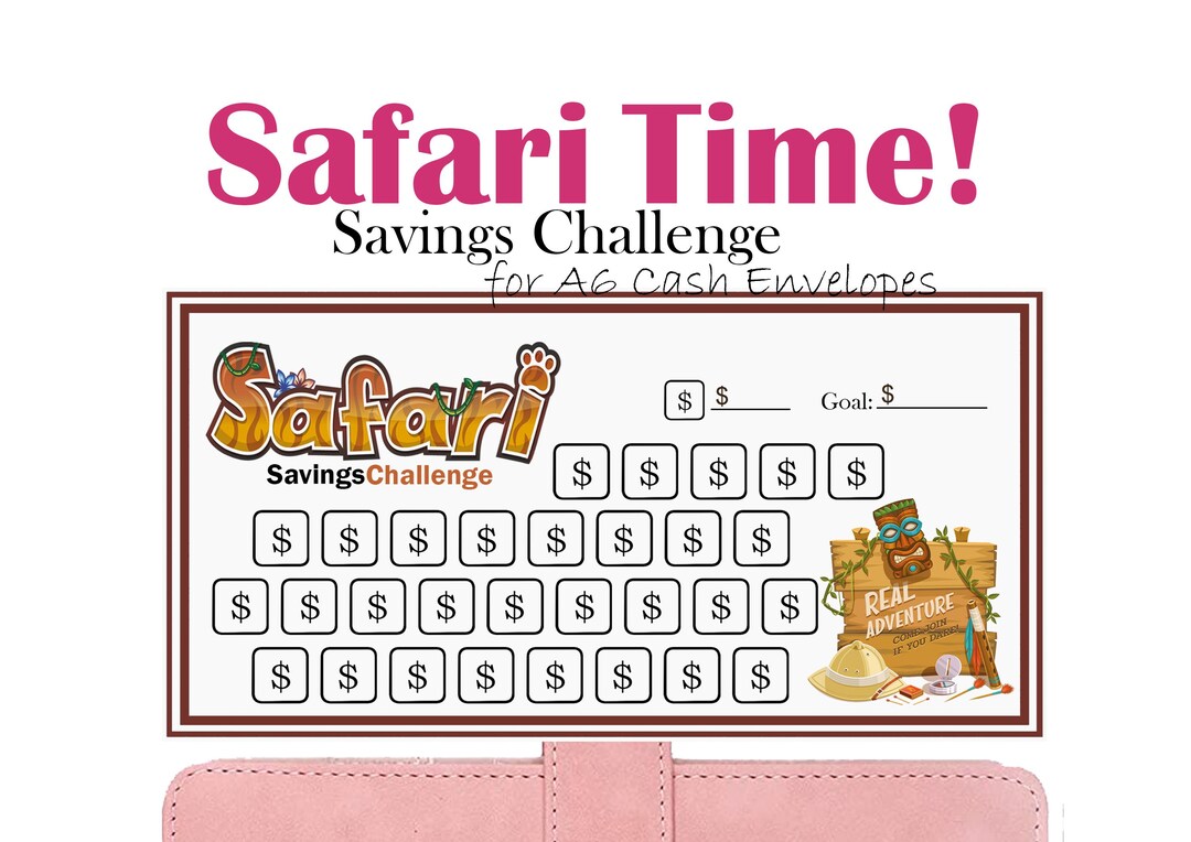Safari Savings Challenge, Printable Budget Binder Insert, Fits A6 Cash ...