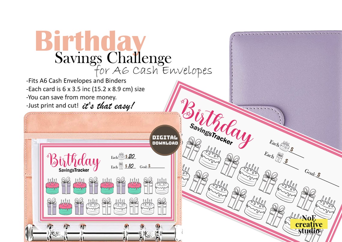 Birthday Savings Challenge Printable A6 Cash Envelopes - Etsy Australia